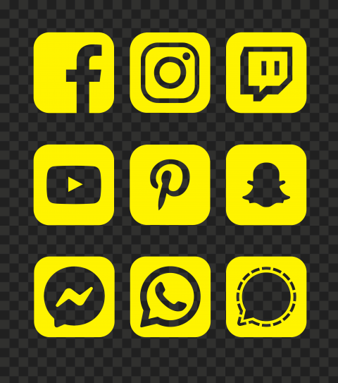 HD Social Media Yellow Square Icons PNG | Citypng