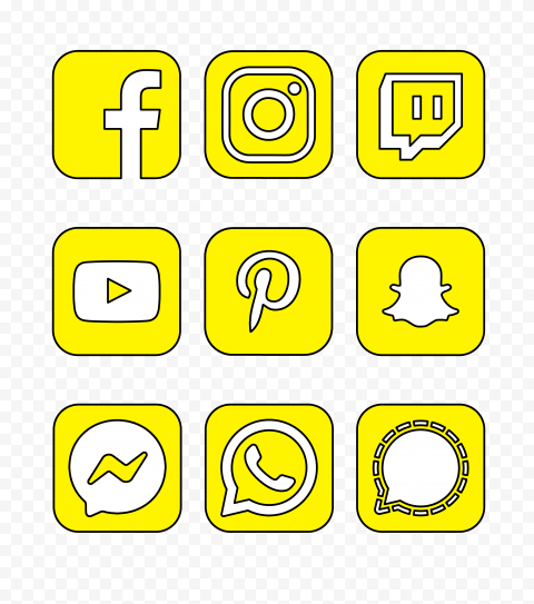 HD Beautiful Yellow & White Social Media Square Icons PNG | Citypng