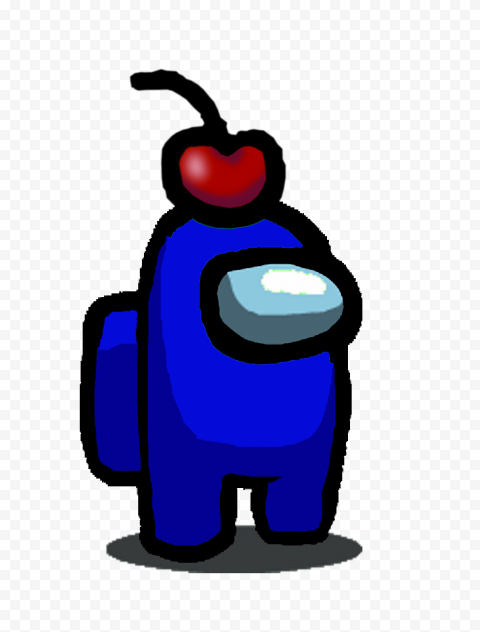 HD Blue Among Us Character With Cherry Hat PNG | Citypng