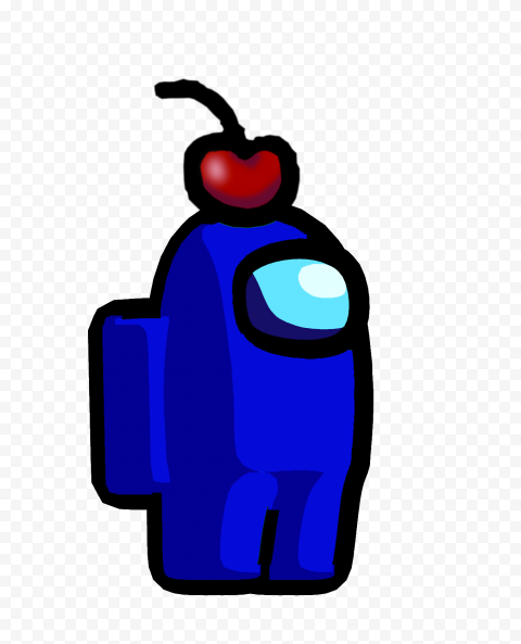 HD Blue Among Us Crewmate Character With Cherry Hat PNG | Citypng