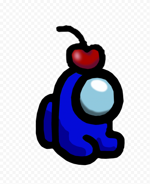 HD Blue Among Us Mini Crewmate Baby With Cherry Hat PNG | Citypng