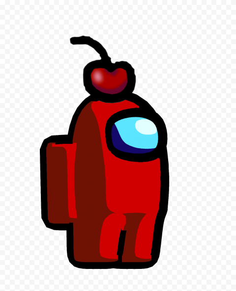 HD Red Among Us Crewmate Character With Cherry Hat PNG | Citypng