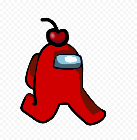 HD Red Among Us Character Walking With Cherry Hat PNG | Citypng
