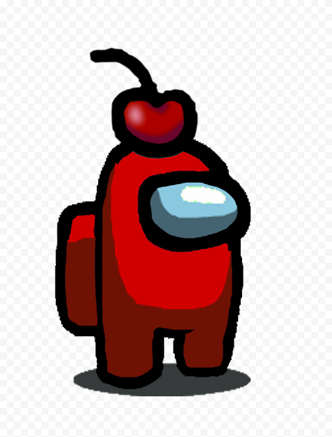 HD Red Among Us Character With Cherry Hat PNG | Citypng