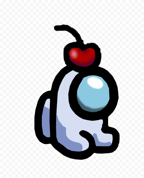 HD White Among Us Mini Crewmate Baby With Cherry Hat PNG | Citypng