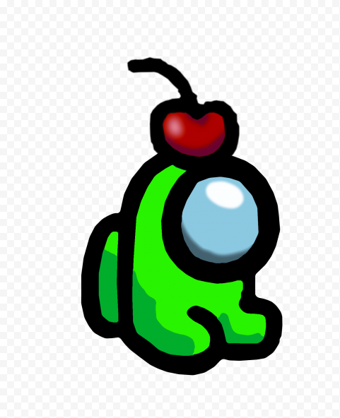 HD Lime Among Us Character Walking With Cherry Hat PNG | Citypng