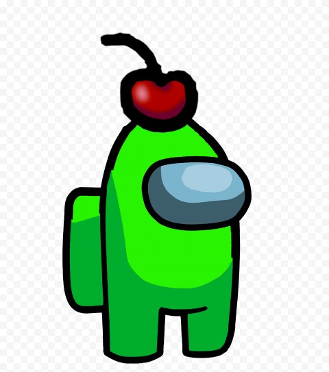 HD Lime Among Us Character Walking With Cherry Hat PNG | Citypng