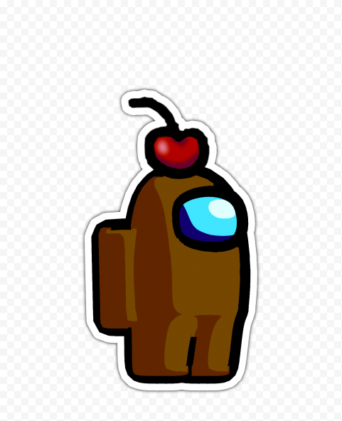 HD Orange Among Us Character Walking With Cherry Hat PNG | Citypng