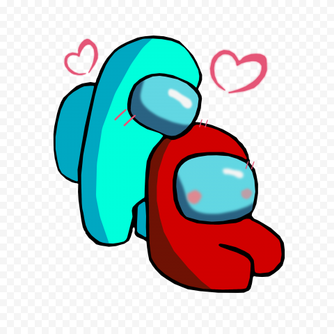 HD Cyan Love Red Among Us Characters Valentines Romance PNG | Citypng