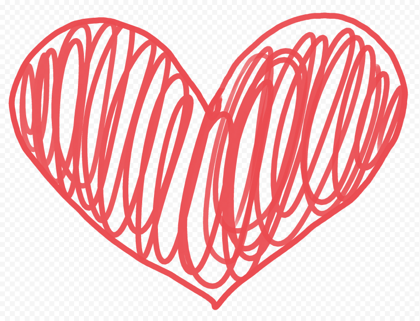 HD Red Lines Sketch Heart PNG | Citypng