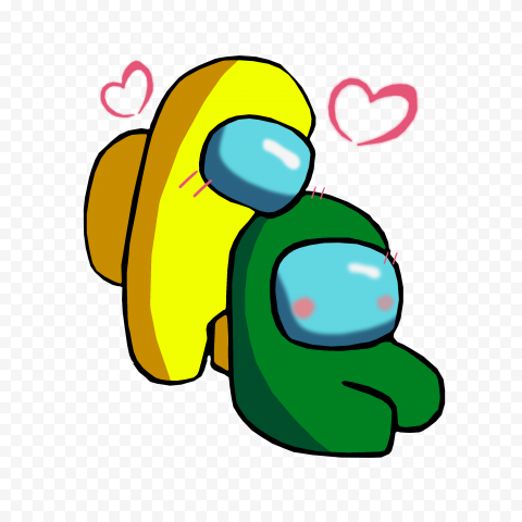 HD Yellow Love Green Among Us Characters Valentines Romance PNG | Citypng