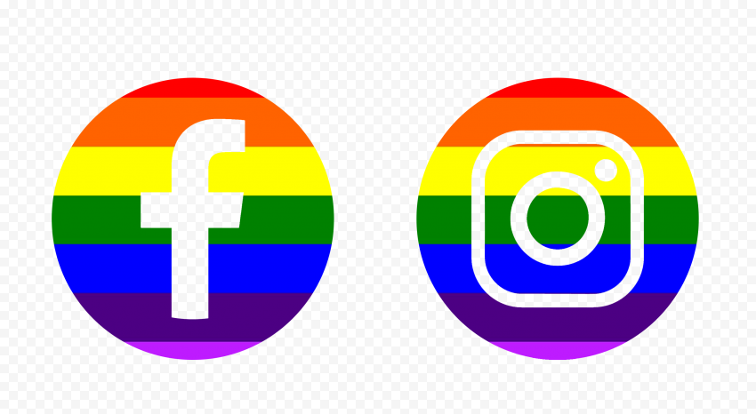 HD Facebook Instagram Rainbow Round Logos Icons PNG | Citypng
