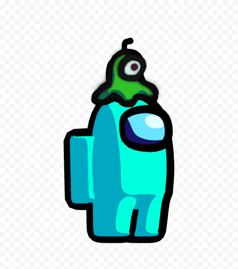 HD Among Us Crewmate Cyan Character With Brain Slug Hat PNG | Citypng