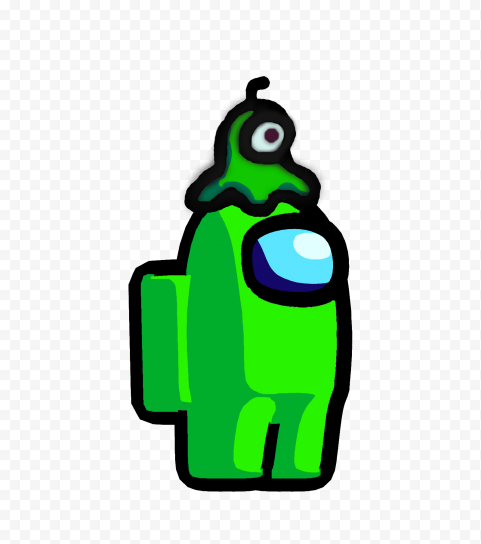 HD Among Us Crewmate Lime Character With Brain Slug Hat PNG | Citypng