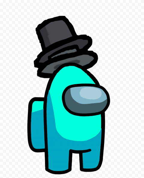HD Cyan Among Us Crewmate Character With Double Top Hat PNG | Citypng