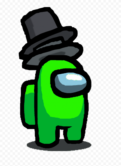 HD Lime Among Us Character With Double Top Hat PNG | Citypng