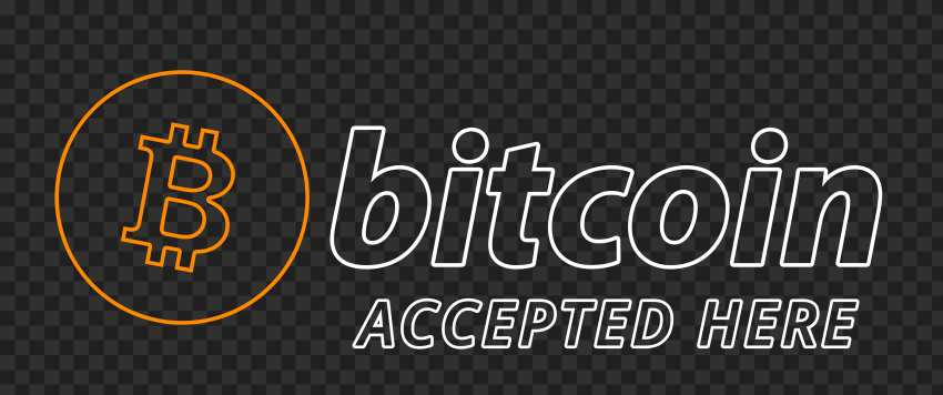 HD Bitcoin Accepted Here Outline Logo Sign PNG | Citypng