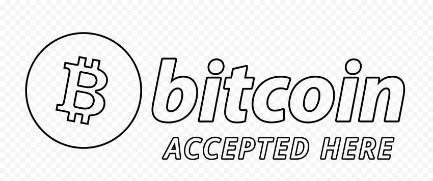 HD Bitcoin Accepted Here Black Outline Logo Sign PNG | Citypng
