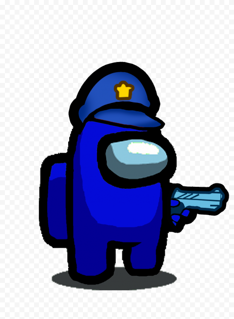 HD Blue Among Us Crewmate Character Gun Hand & Police Hat PNG | Citypng