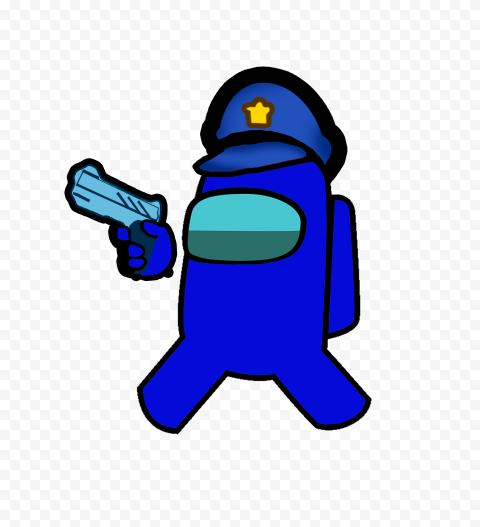 HD Blue Among Us Police Character Hold Weapon Gun PNG | Citypng