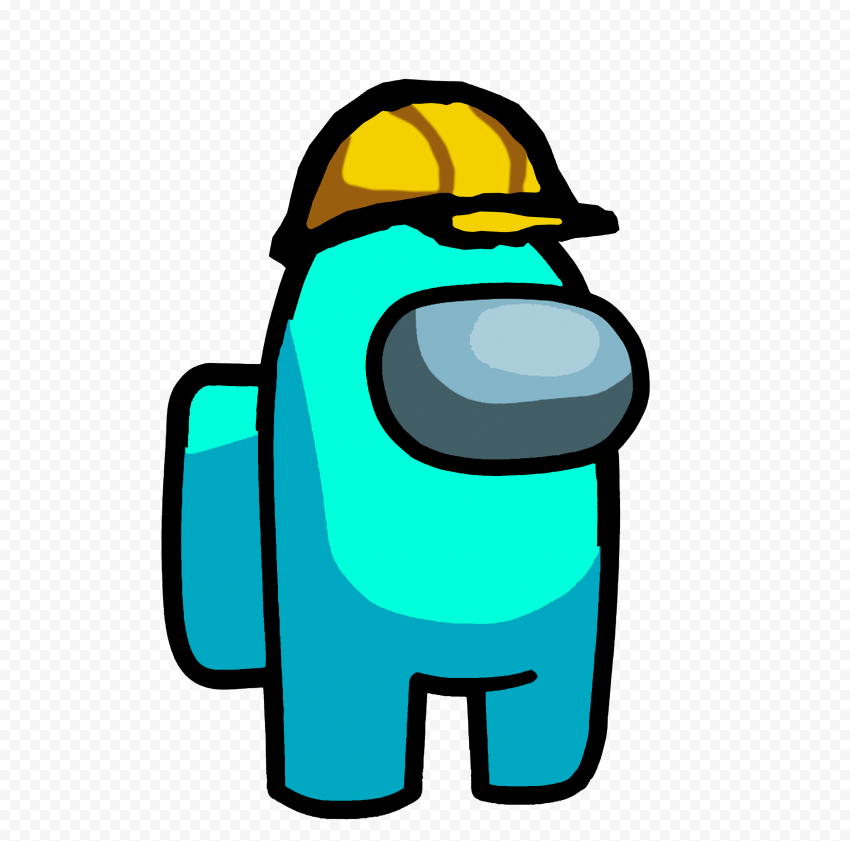 HD Cyan Among Us Character With Hard Construction Hat PNG | Citypng