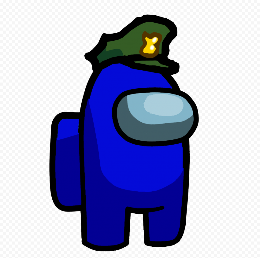 HD Blue Among Us Character With Military Hat PNG | Citypng