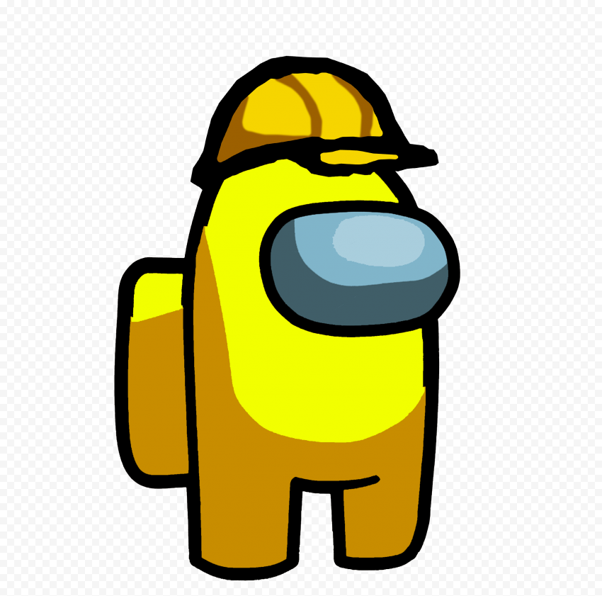 HD Yellow Among Us Character With Hard Hat PNG | Citypng