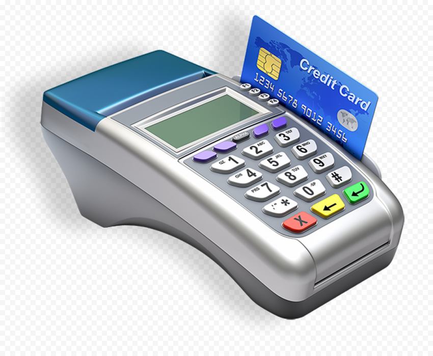 HD Realistic POS Machine With Credit Card PNG | Citypng