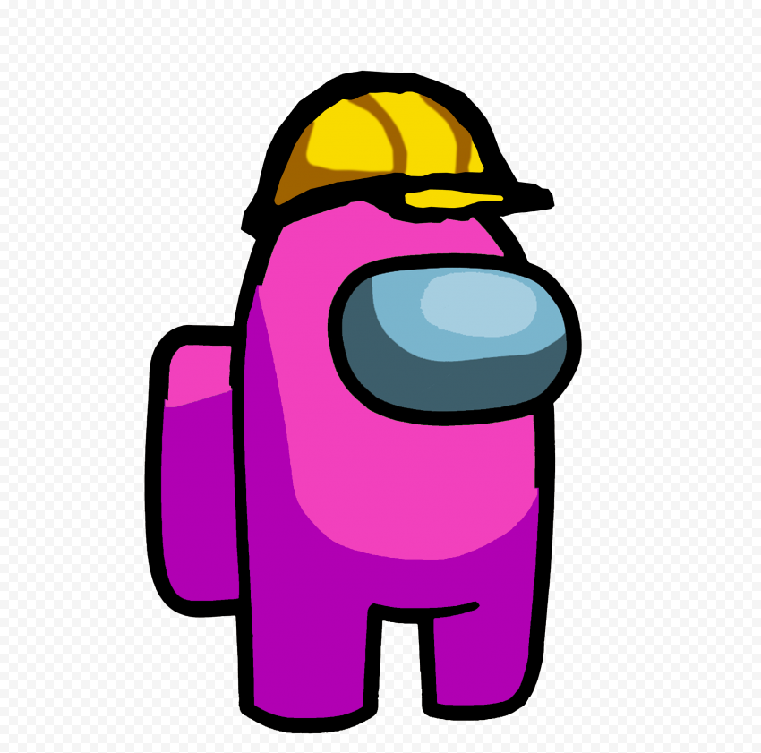 HD Pink Among Us Character With Hard Construction Hat PNG | Citypng
