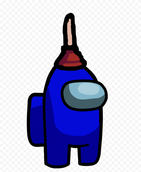 HD Blue Among Us Character With Plunger Hat PNG | Citypng