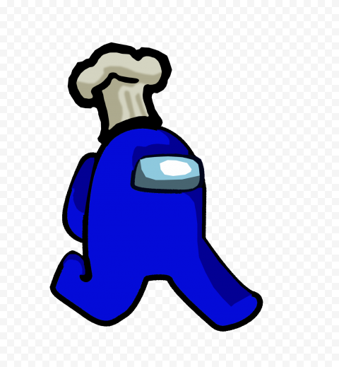 HD Blue Among Us Character Walking With Chef Hat PNG | Citypng