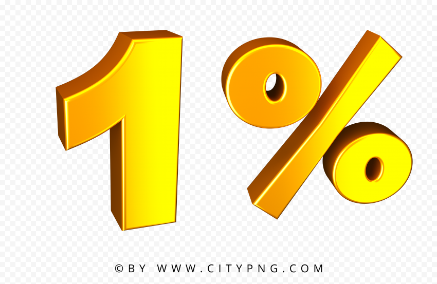 1% One Percent Yellow Orange Text Image PNG | Citypng