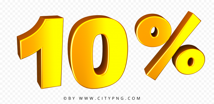 10% Ten Percent Yellow Orange Text HD PNG | Citypng