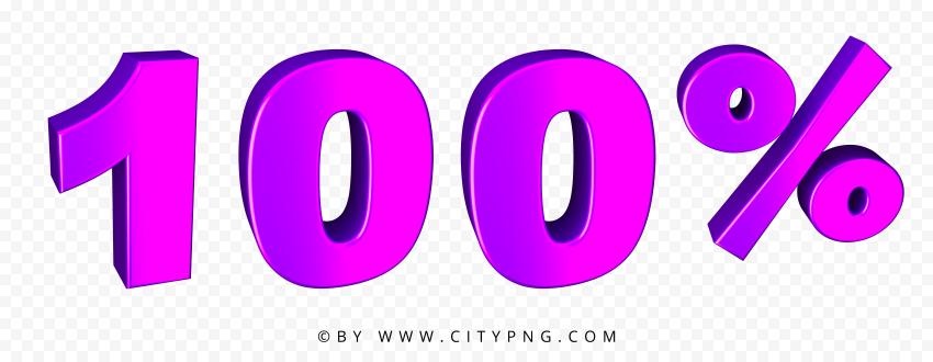 100% One Hundred Percent Purple Text PNG Image | Citypng