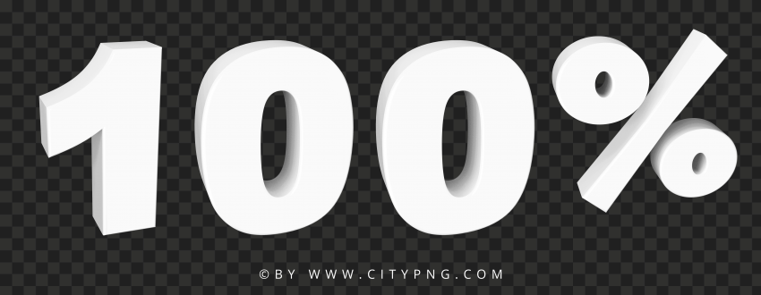 100% One Hundred Percent White 3D Text HD PNG | Citypng