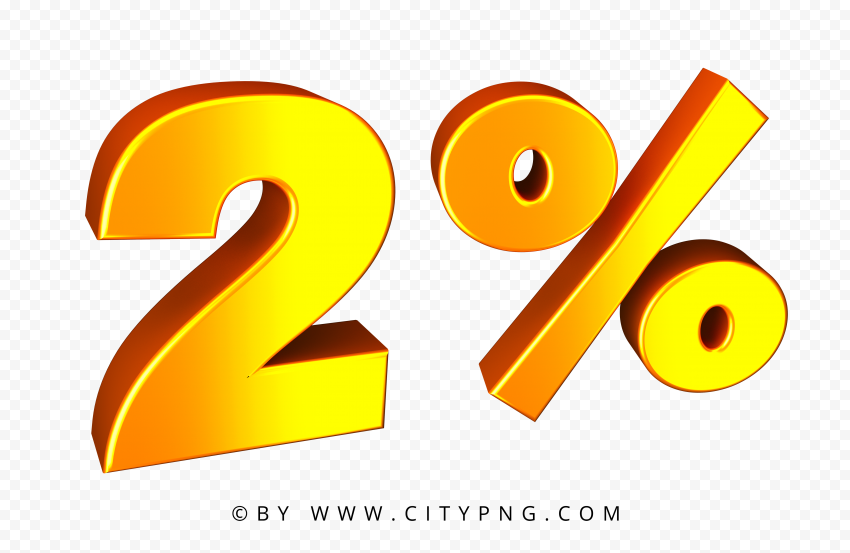 2% Two Percent Yellow Orange Text PNG | Citypng