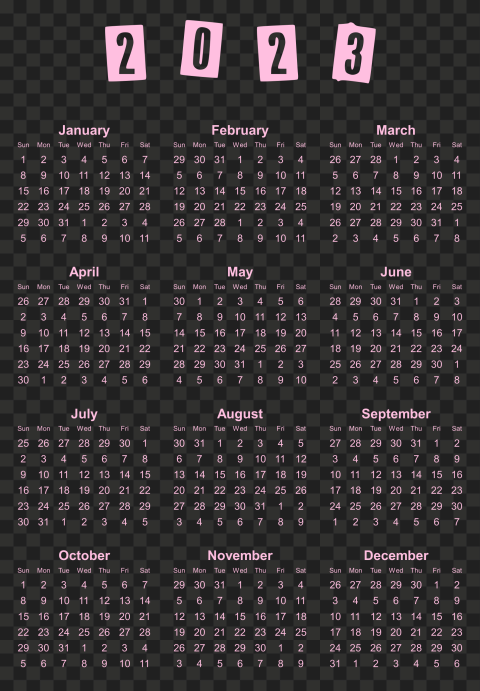2023 Calendar Pink Colour PNG | Citypng