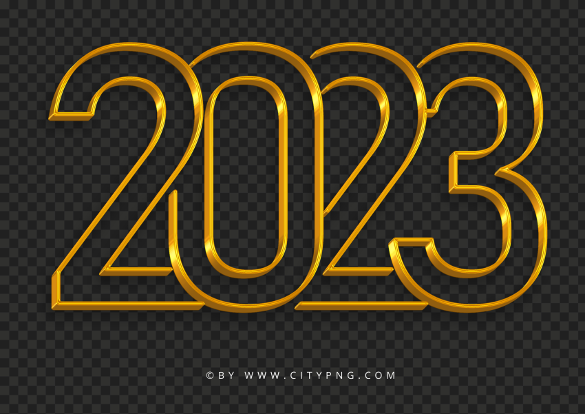 2023 Gold Art Line Text Logo Numbers HD PNG | Citypng