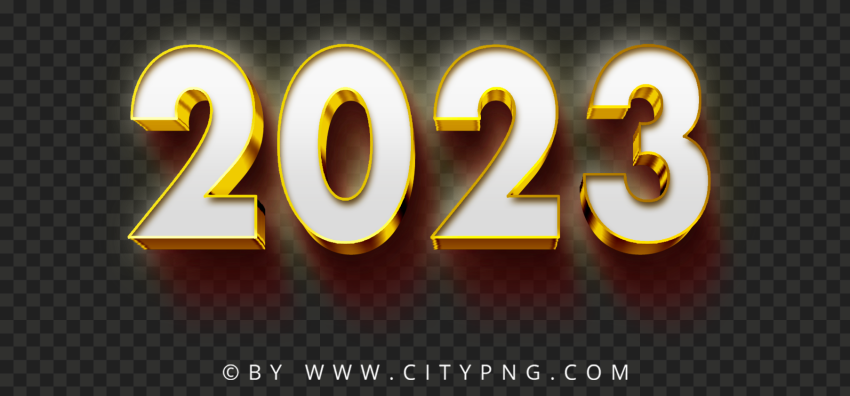 Golden 2023 Gold 3D Text Logo HD PNG | Citypng