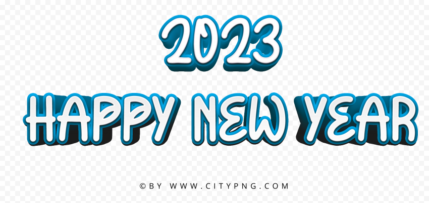 2023 Happy New Year 3D Blue Text Image PNG | Citypng