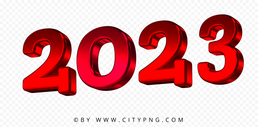 2023 New Year 3D Red Logo Text Download PNG | Citypng