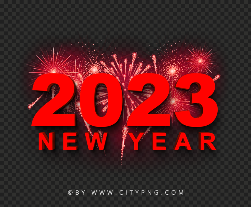 2023 New Year Red Fireworks Image PNG | Citypng