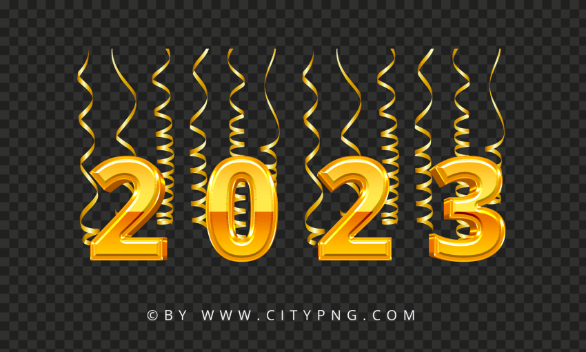 2023 Number With Gold Confetti Streamer HD PNG | Citypng