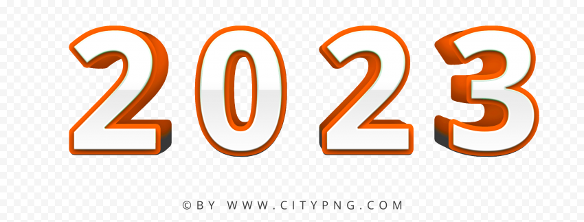 2023 Orange & White 3D Text Logo FREE PNG | Citypng