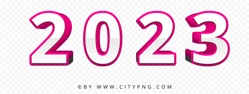 2023 Pink & White 3D Text Logo PNG | Citypng