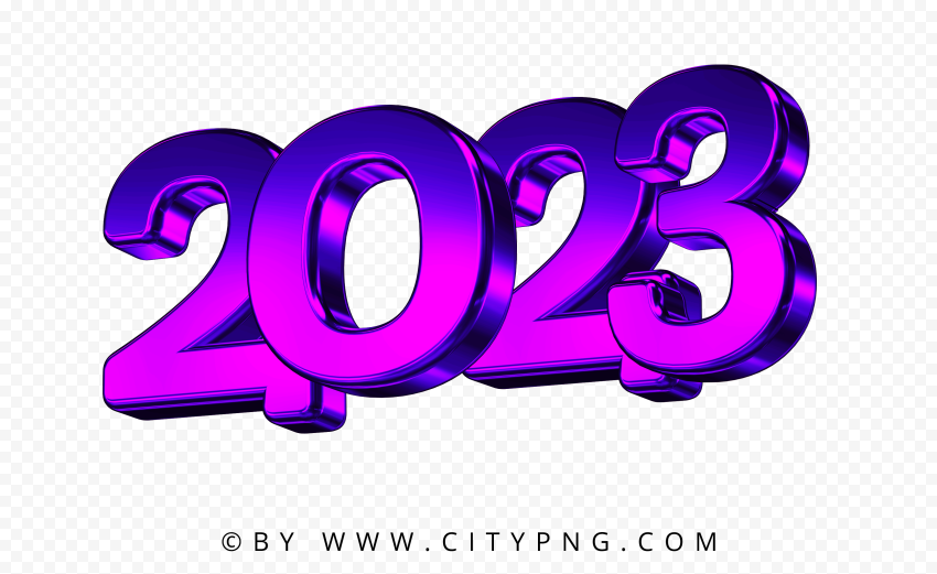 2023 Purple Metallic 3D Text Logo PNG | Citypng
