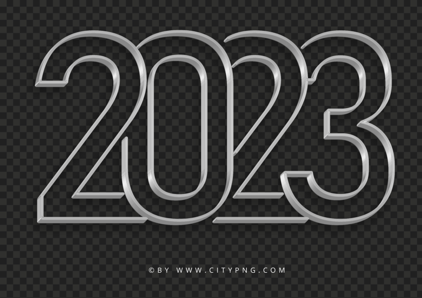 2023 Silver Art Line Text Logo Numbers FREE PNG | Citypng