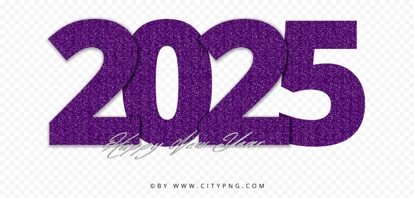 2025 Happy New Year Purple Glitter PNG | Citypng