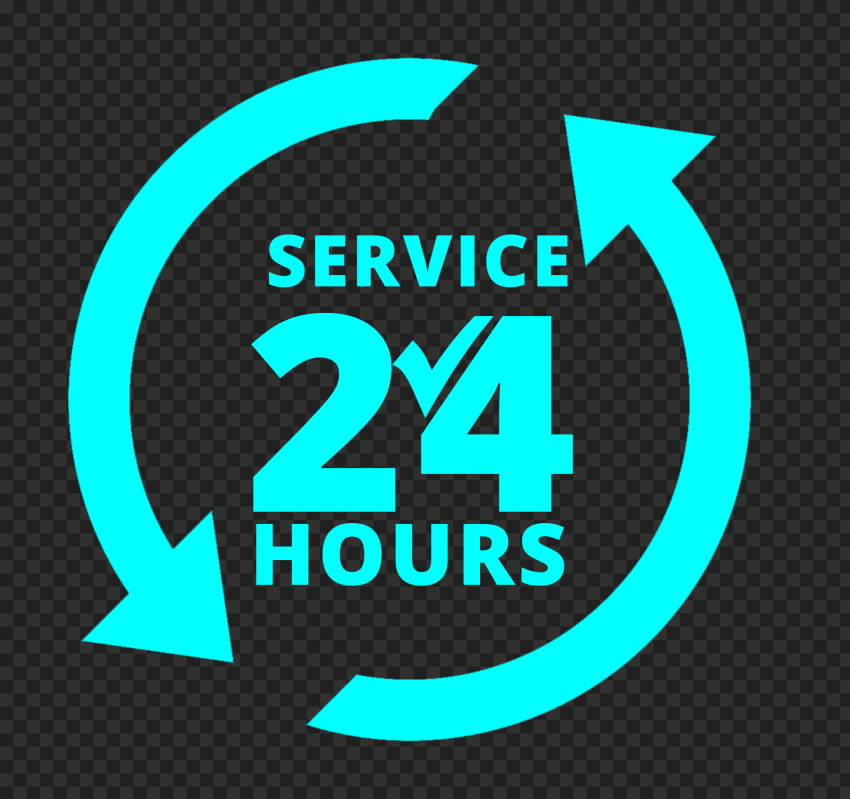 24 Hours Service Blue Logo Icon Sign PNG | Citypng