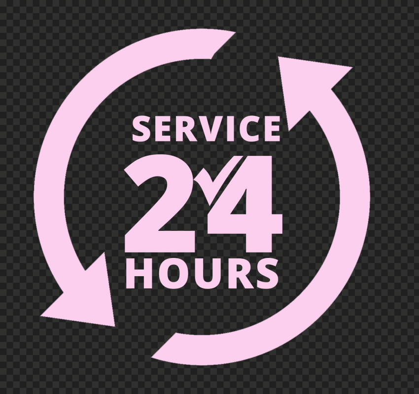 24 Hours Service Pink Logo Icon Sign PNG IMG | Citypng